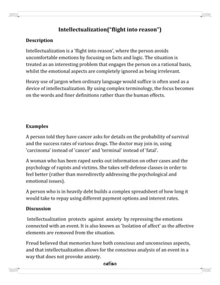 Defense mechanisms & Examples and Discussion and how it works | PDF ...