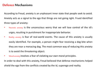 Defense mechanisms - Sigmund Freud | PPTX