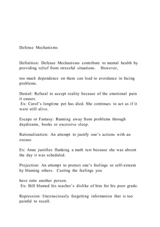 Defense Mechanisms Definition Defense Mechanisms con | PDF
