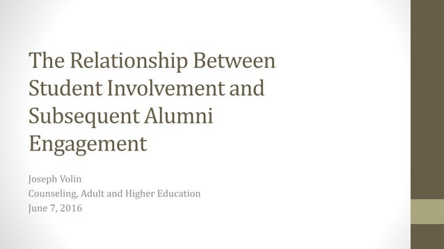 Student Involvement and Alumni Engagement | PPT
