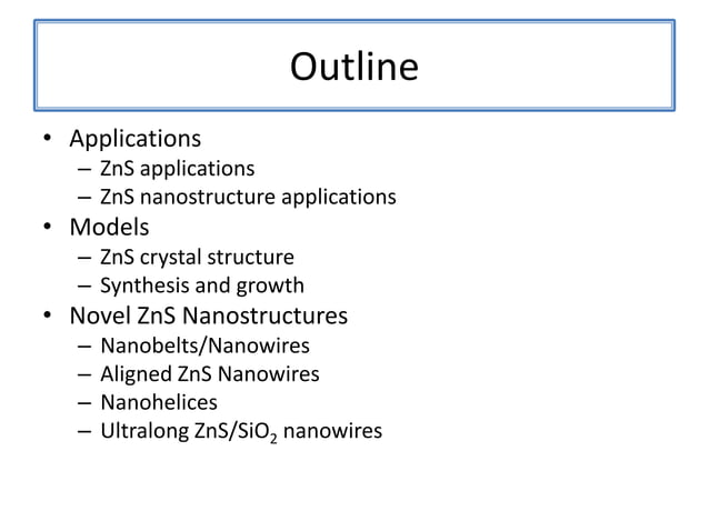 ZnS Nanostructures: Synthesis, Characterization, and Theory - Defense Presentation | PPTX ...