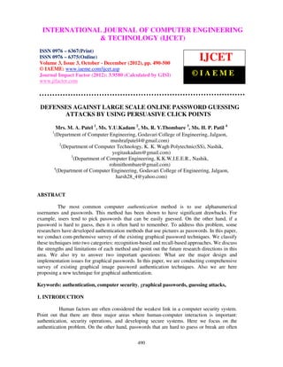 Defenses against large scale online password guessing attacks | PDF