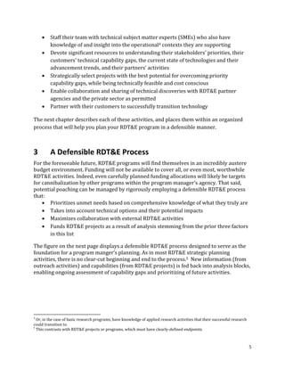 Research, Development, Test, and Evaluation: A Defensible Process for ...