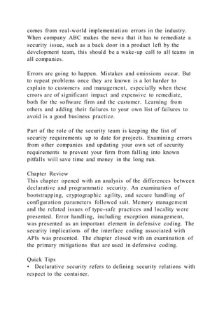 Defensive coding practices is one of the most critical proactive s | DOCX