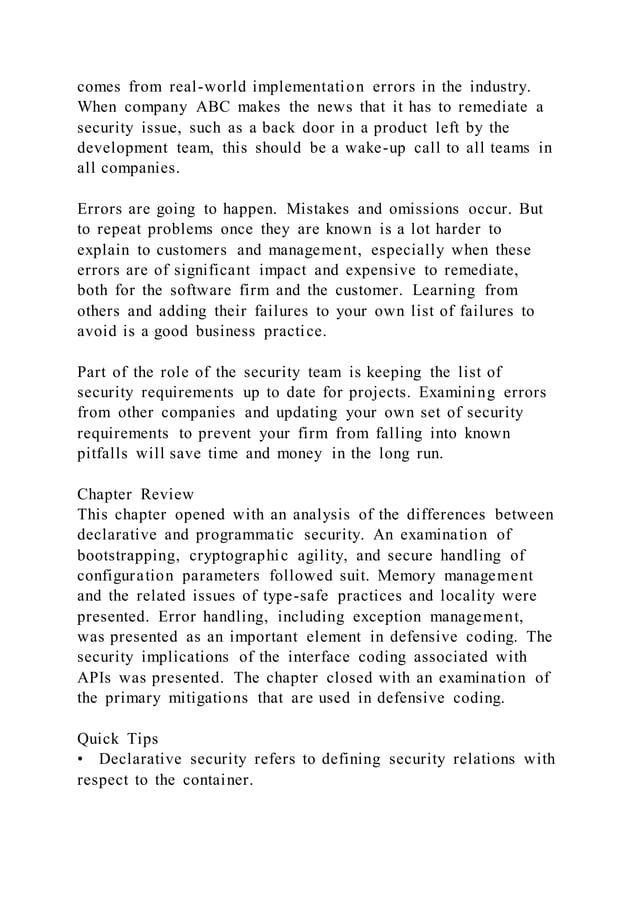 Defensive coding practices is one of the most critical proactive s | DOCX | Programming ...