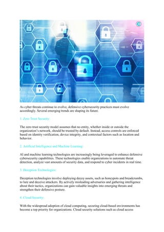 Defensive Cybersecurity: A Modern Approach to Safeguarding Digital Assets | PDF