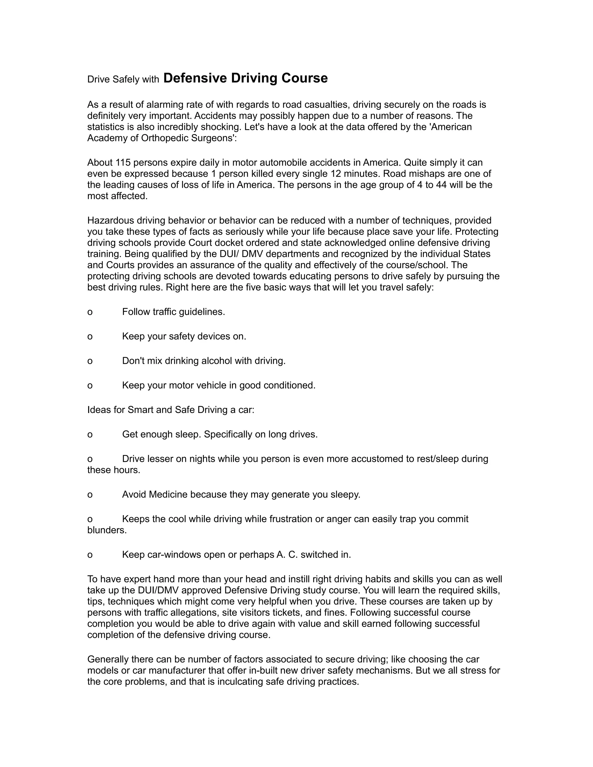 Defensive driving course | RTF