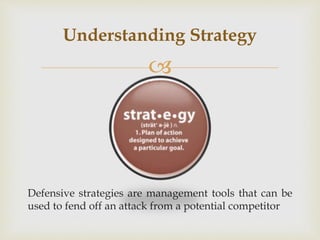 Defensive Strategies in Strategic Management - Karim Virani | PPTX