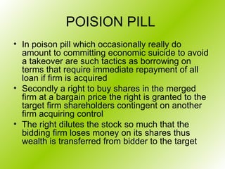 Defensive tactics agains merger and acquistion | PPT