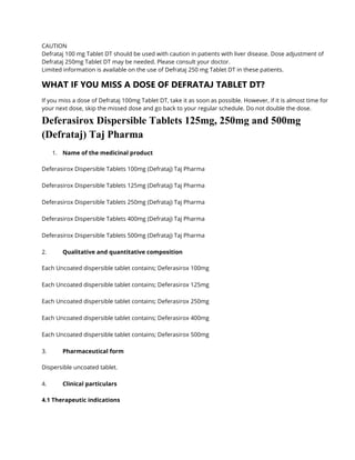 Deferasirox Dispersible Tablets 100mg (Defrataj) Manufacturers ...