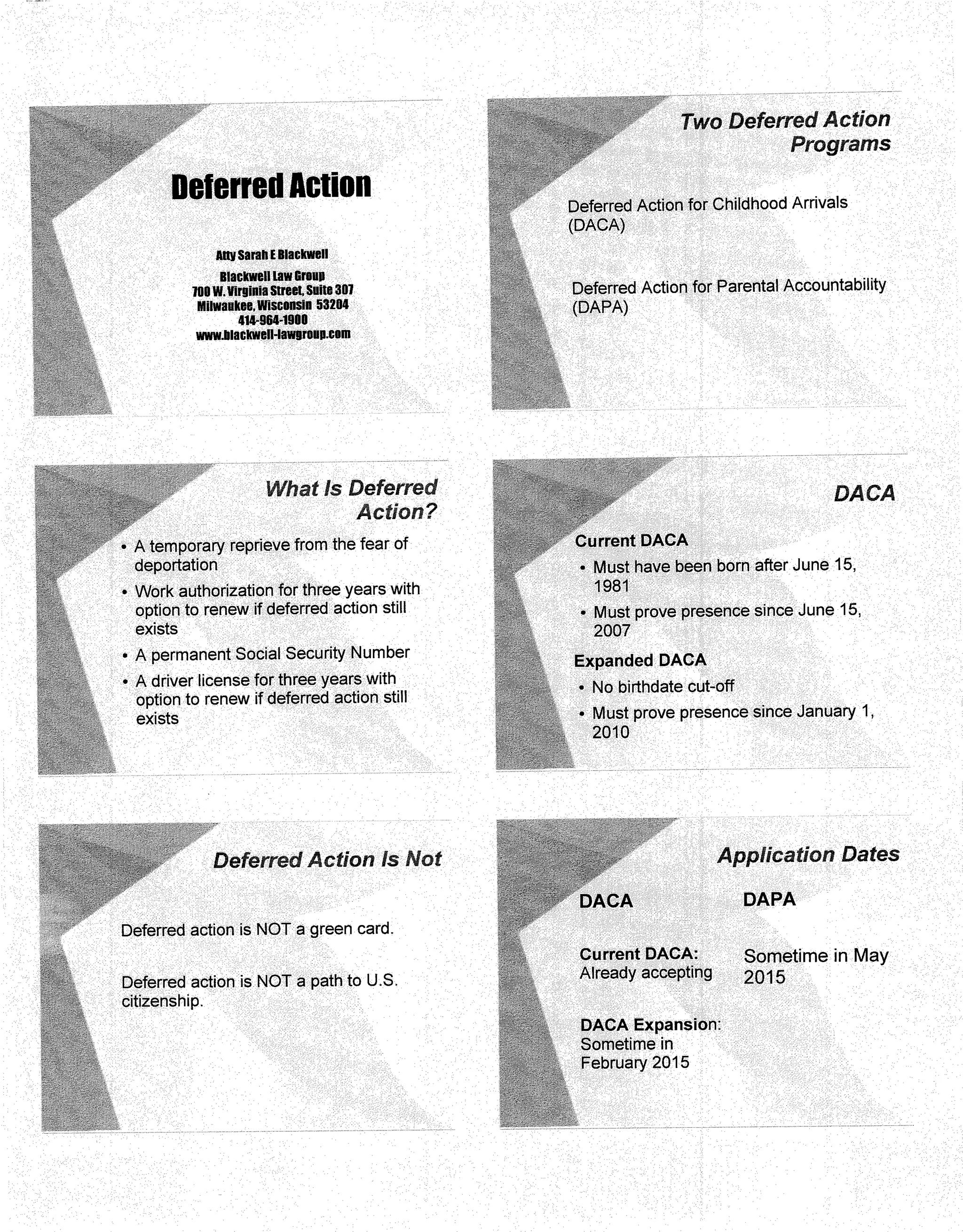 Deferred Action Presentation (English) | PDF