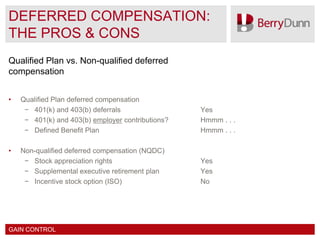 Deferred Compensation:Pros & Cons | PDF