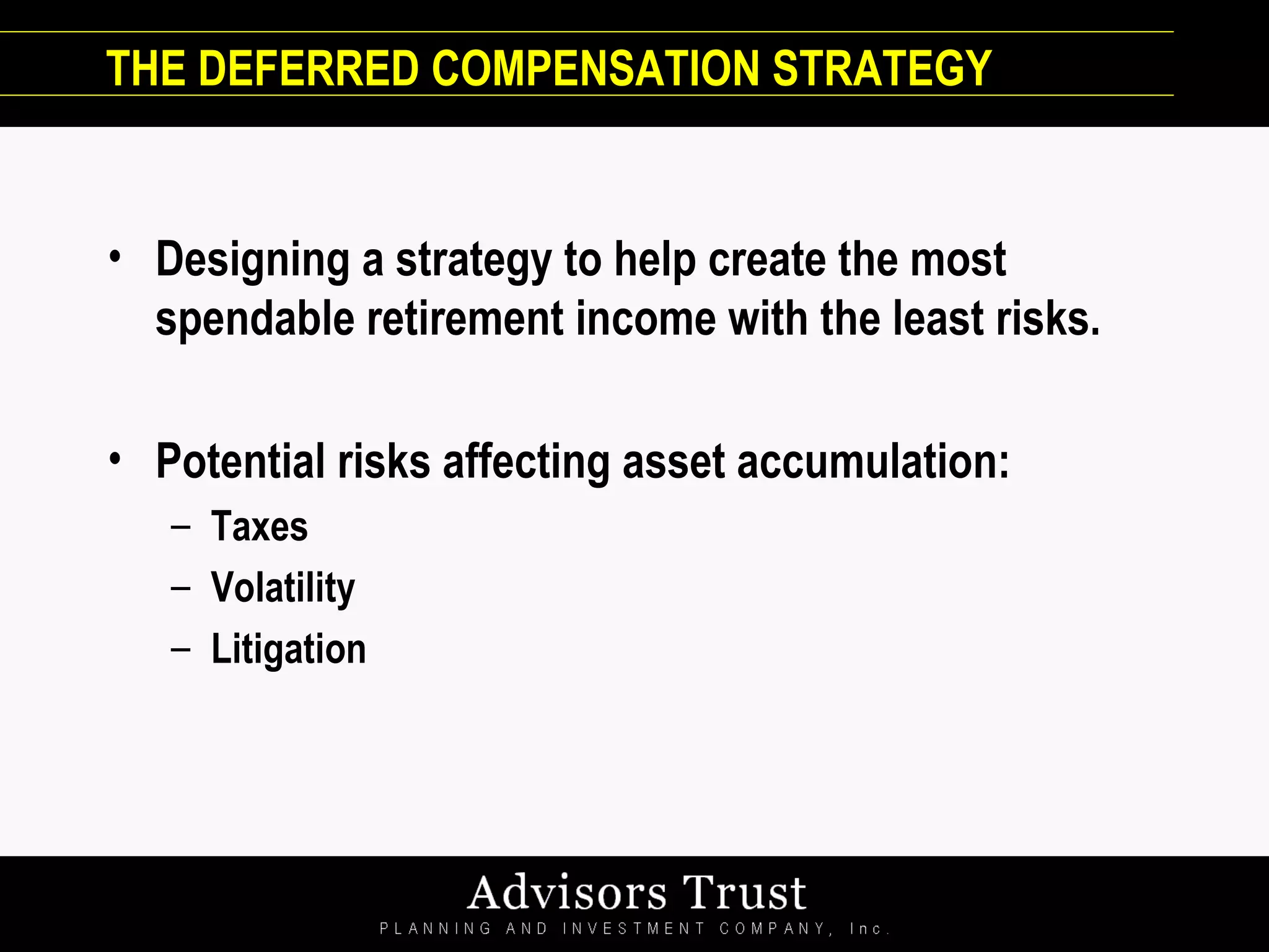 Deferred Compensation Strategy. | PPT | Business Accounting & Finance ...
