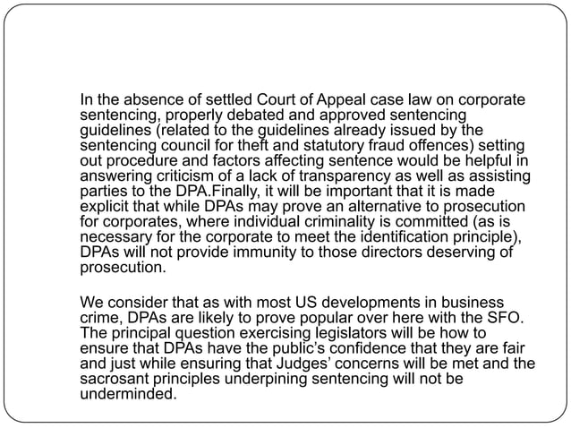 Deferred prosecution agreements | PPTX | Legal Services Industry ...