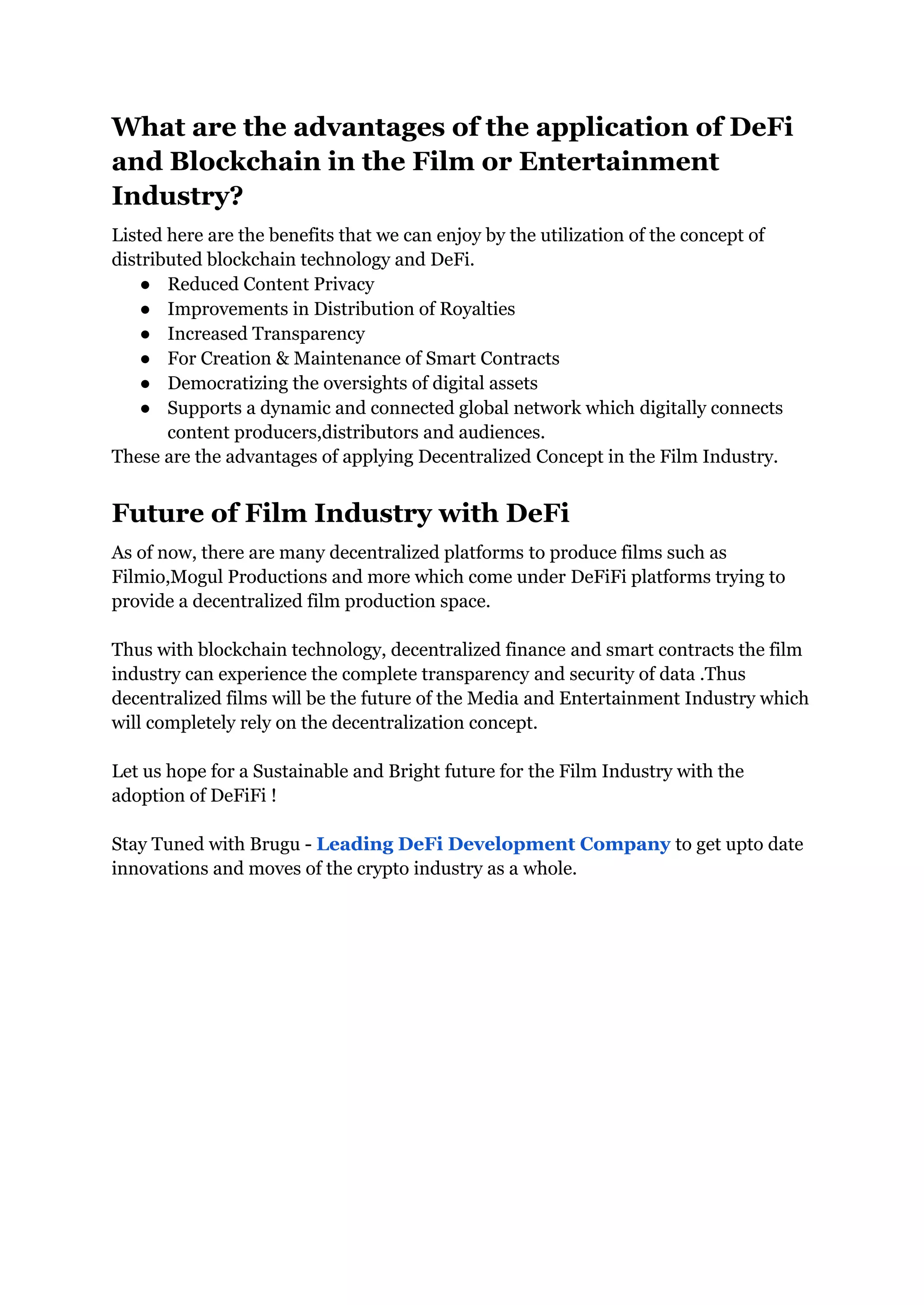 DeFi reviving the film industry to thrive in a new golden age | PDF