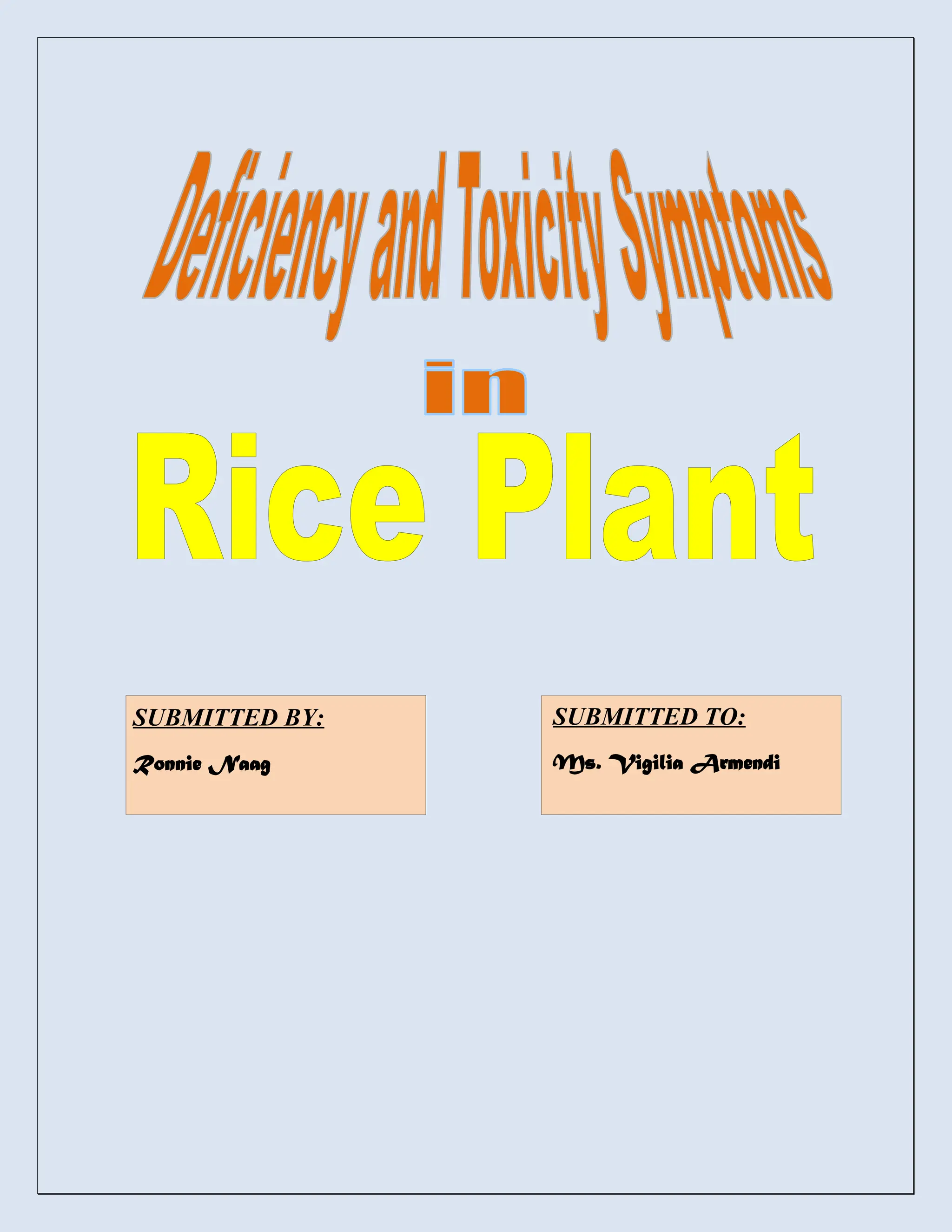 Deficiency and Toxicity Symptoms in Rice Plant.docx