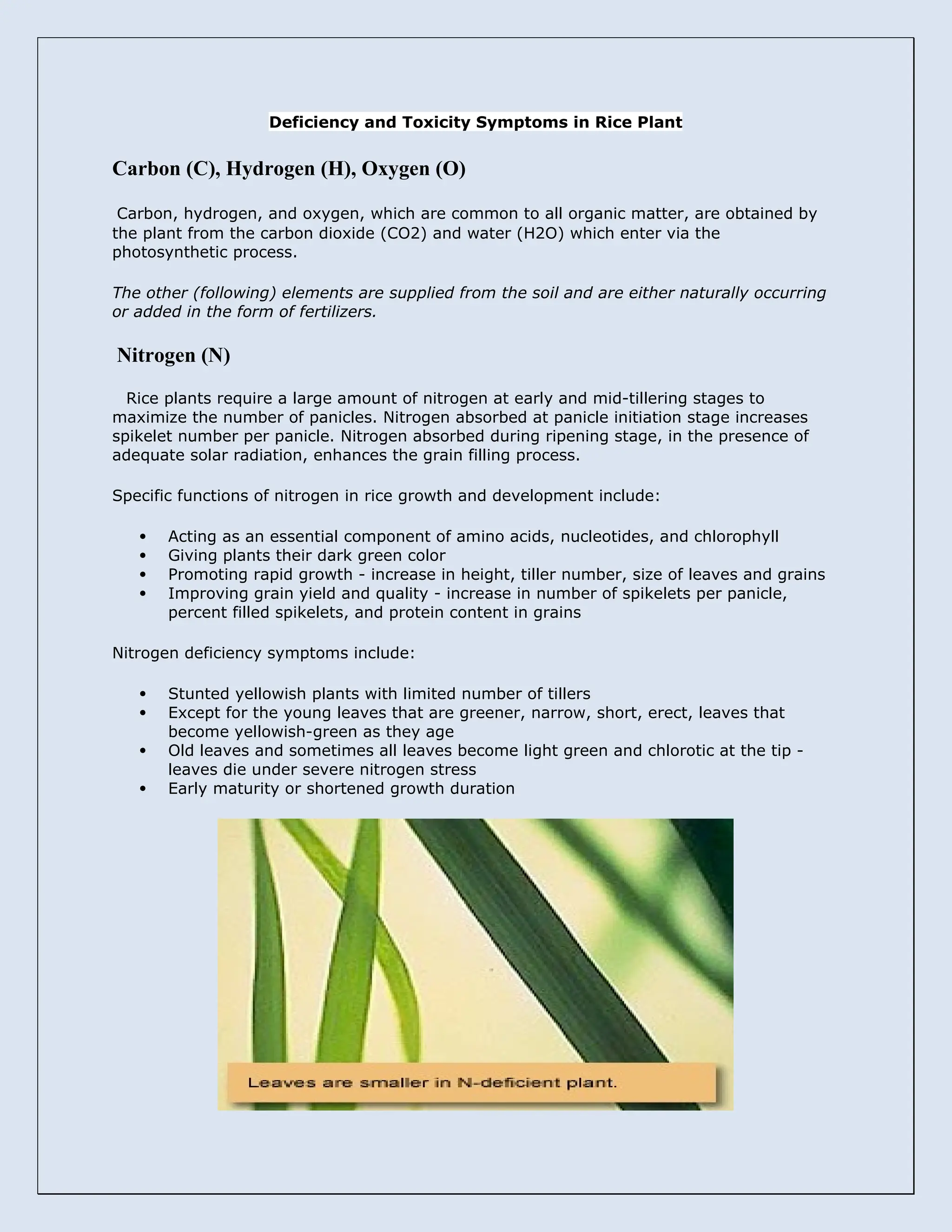 Deficiency and Toxicity Symptoms in Rice Plant.docx