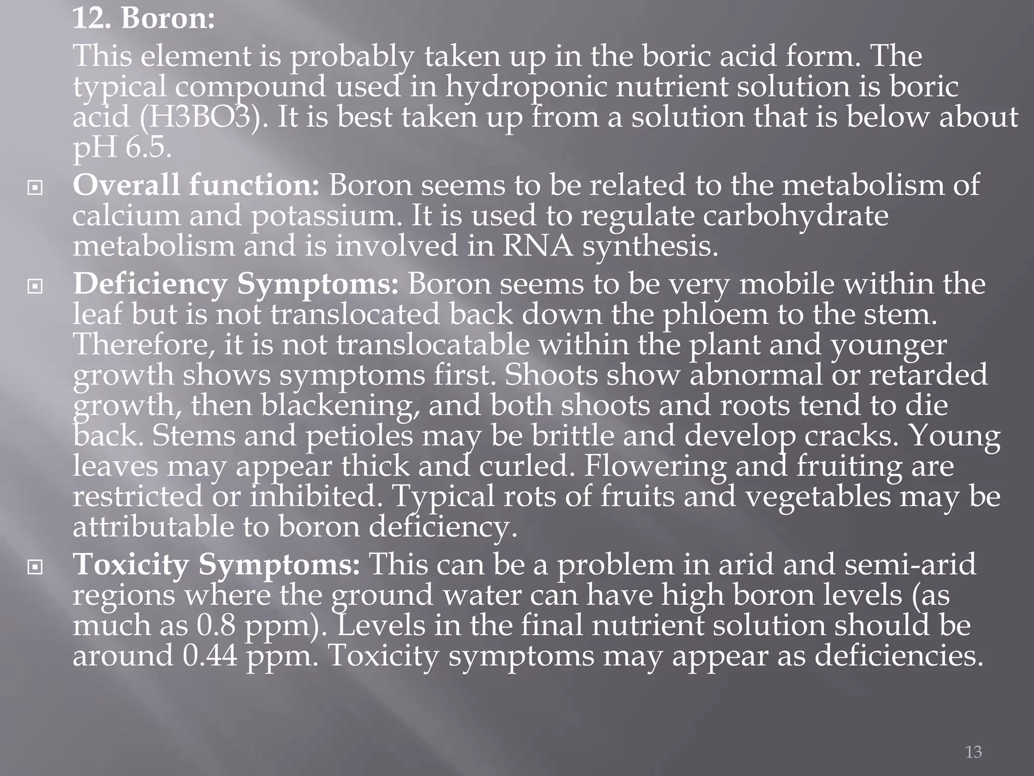 Deficiency symptoms, & critical level of different plant nutrient | PPTX