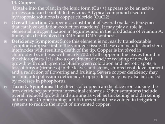 Deficiency symptoms, & critical level of different plant nutrient | PPTX