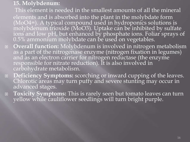 Deficiency symptoms, & critical level of different plant nutrient | PPTX