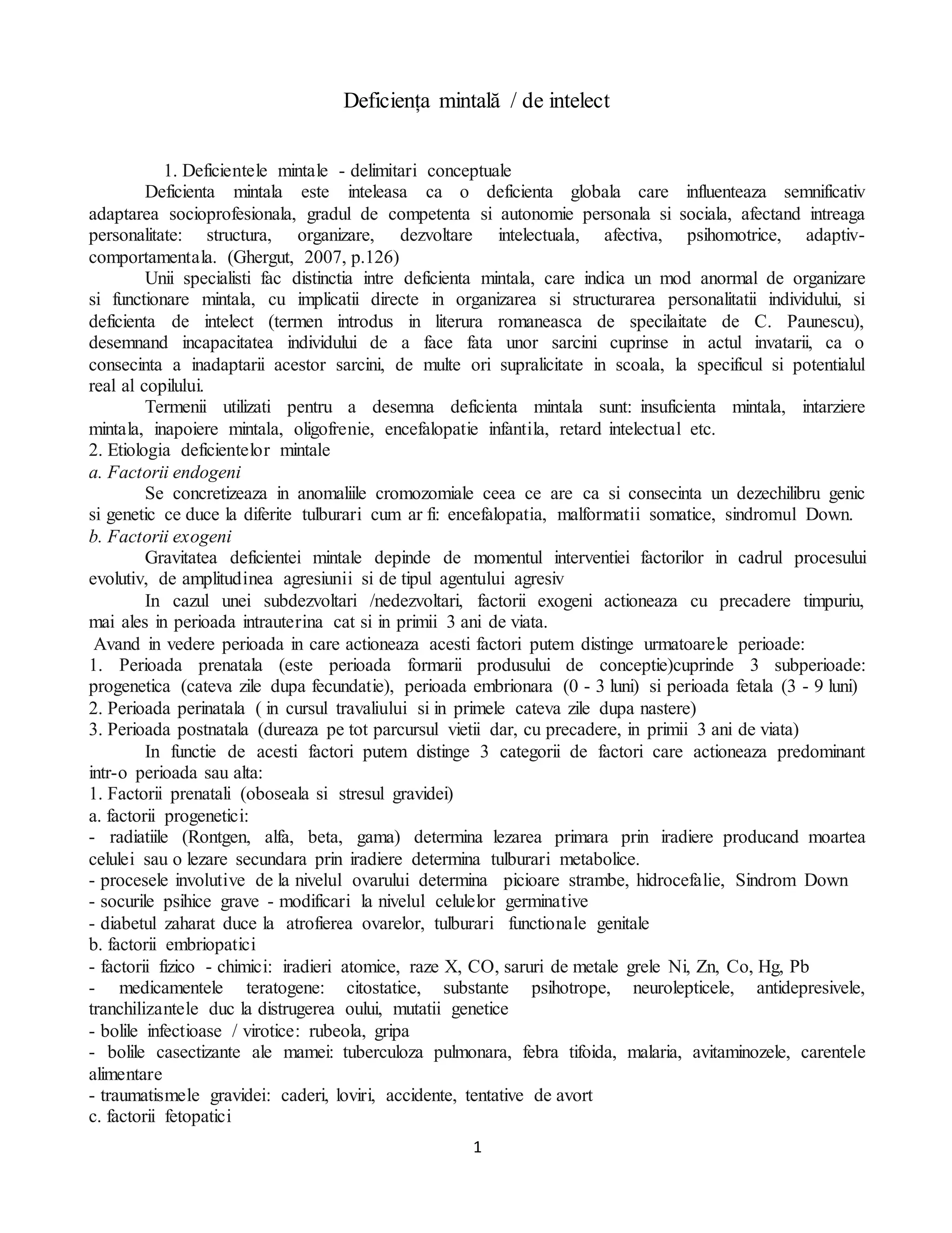 Deficiente mintale | DOCX