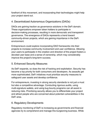 Emerging Trends in DeFi: How to Stay Ahead as an Entrepreneur | PDF