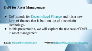 Asset Management with DeFi Development | PPTX