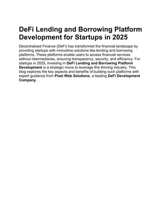 DeFi Lending and Borrowing Platform Development for Startups in 2025 (Pixel).pdf