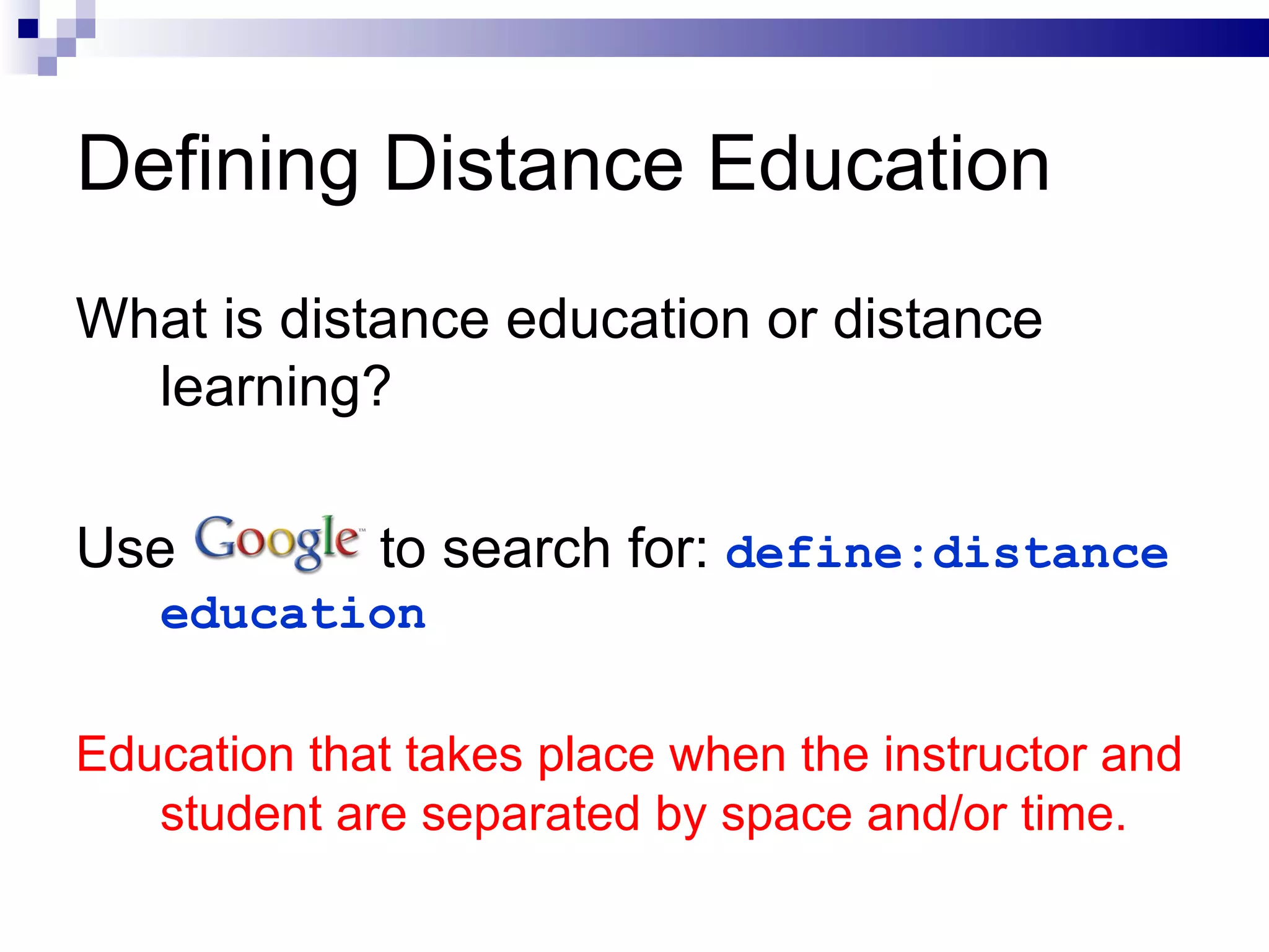Defination of distance education | PPT