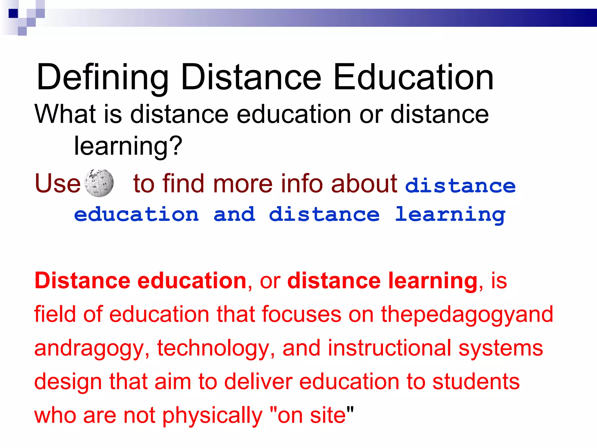 Defination of distance education | PPT