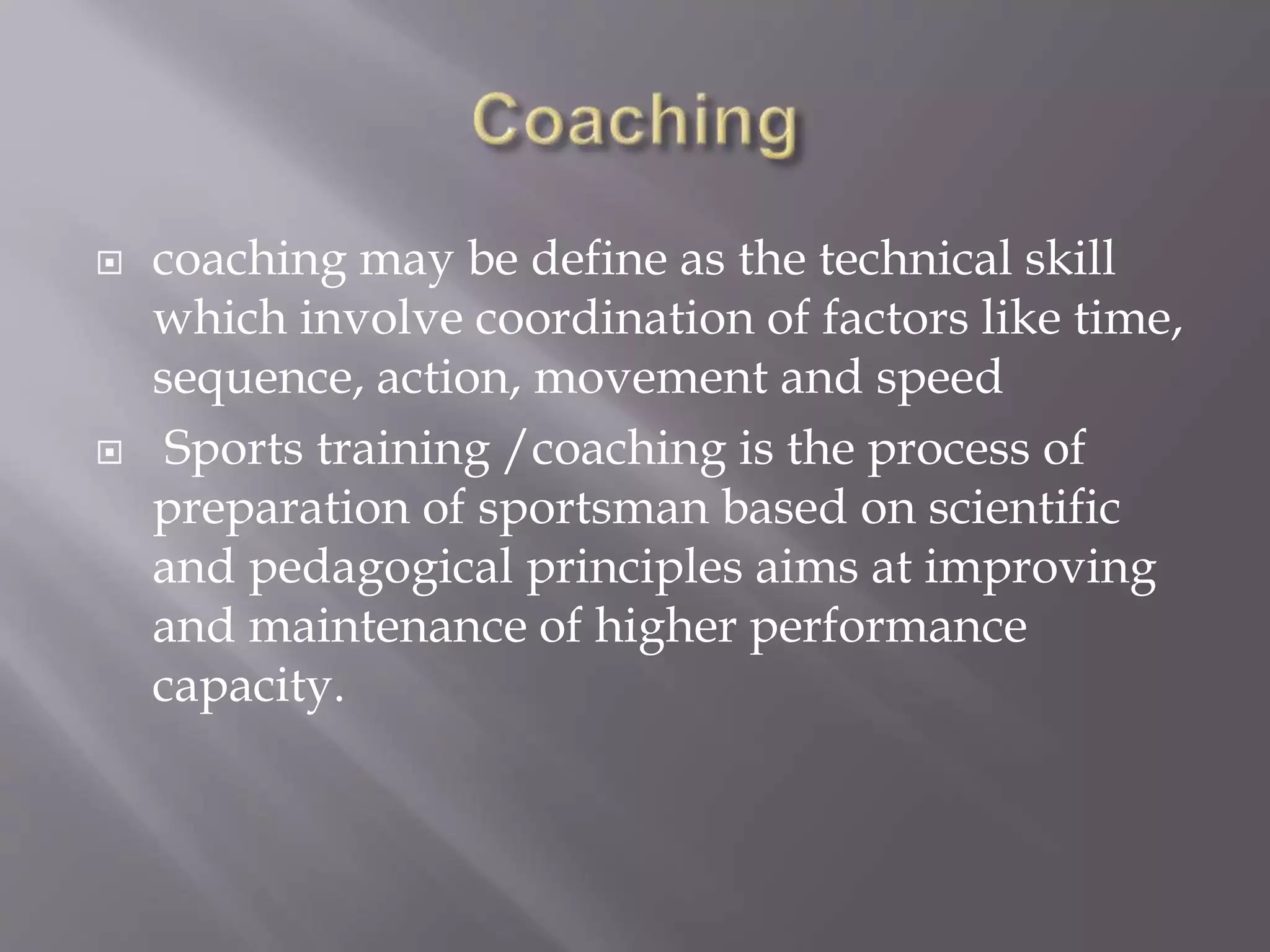 Defination and aims of sports training | PPTX