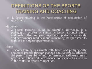 Defination and aims of sports training | PPTX