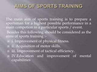 Defination and aims of sports training | PPTX