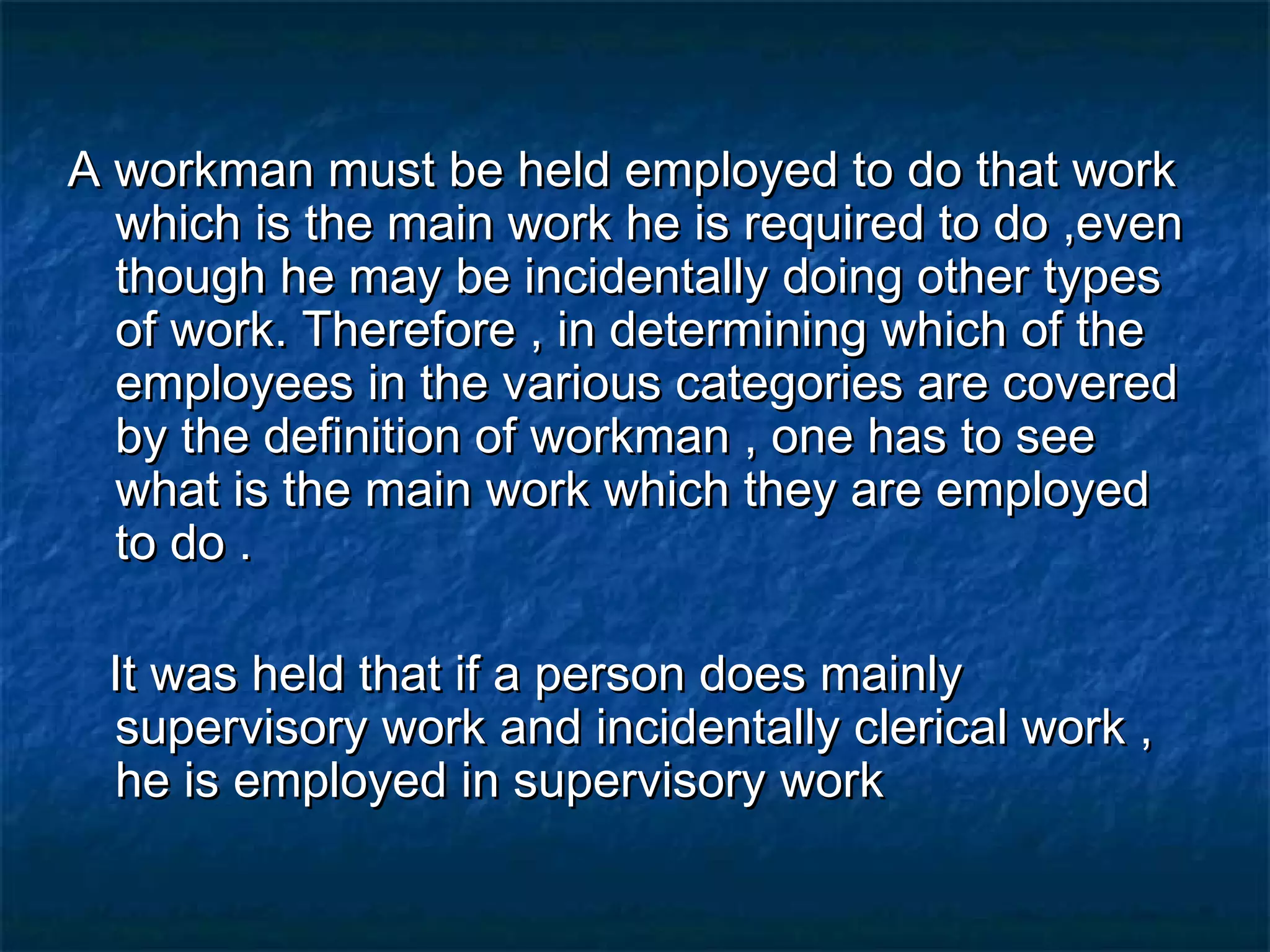 concept of workman under id act | PPT