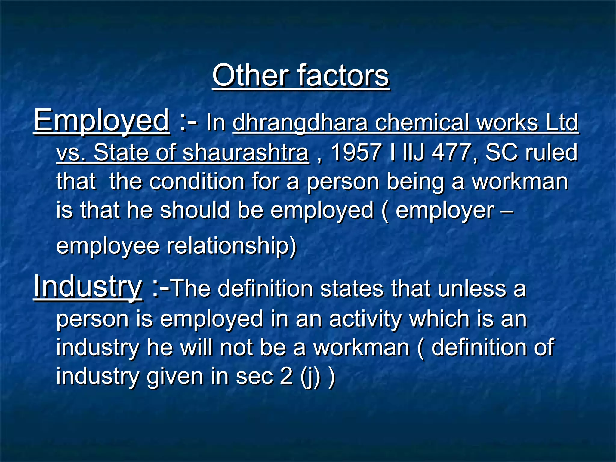 concept of workman under id act | PPT