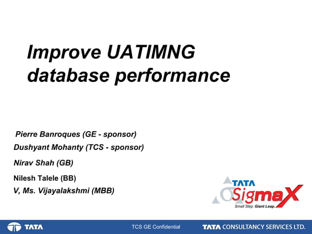 Database performance Improvement, a Six Sigma project (Define) by Nirav ...
