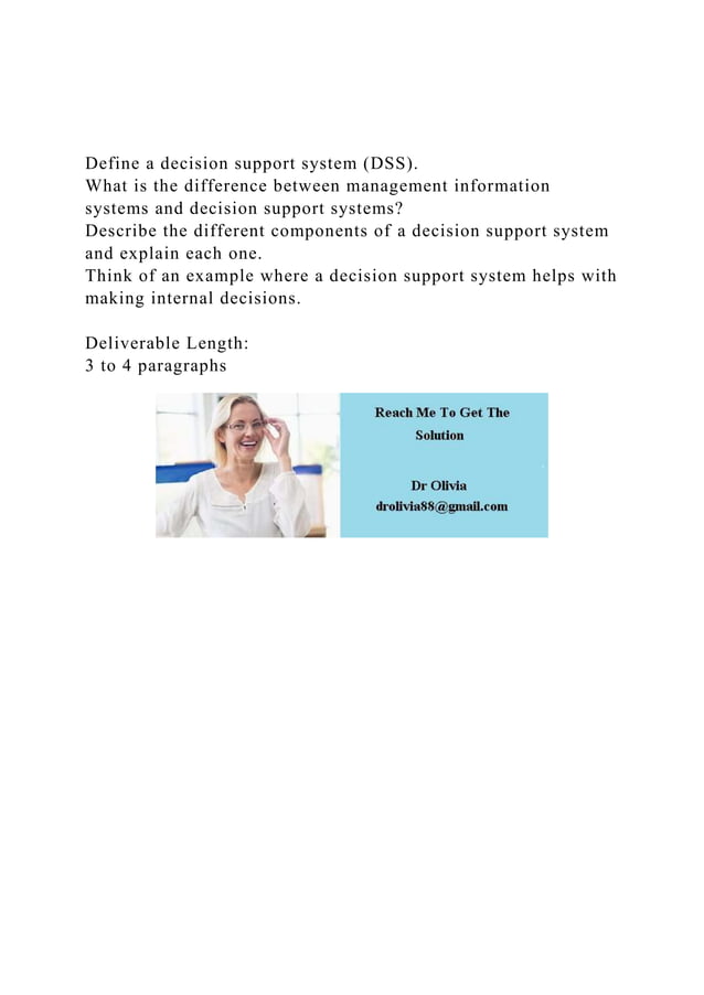 Define a decision support system (DSS).What is the difference .docx