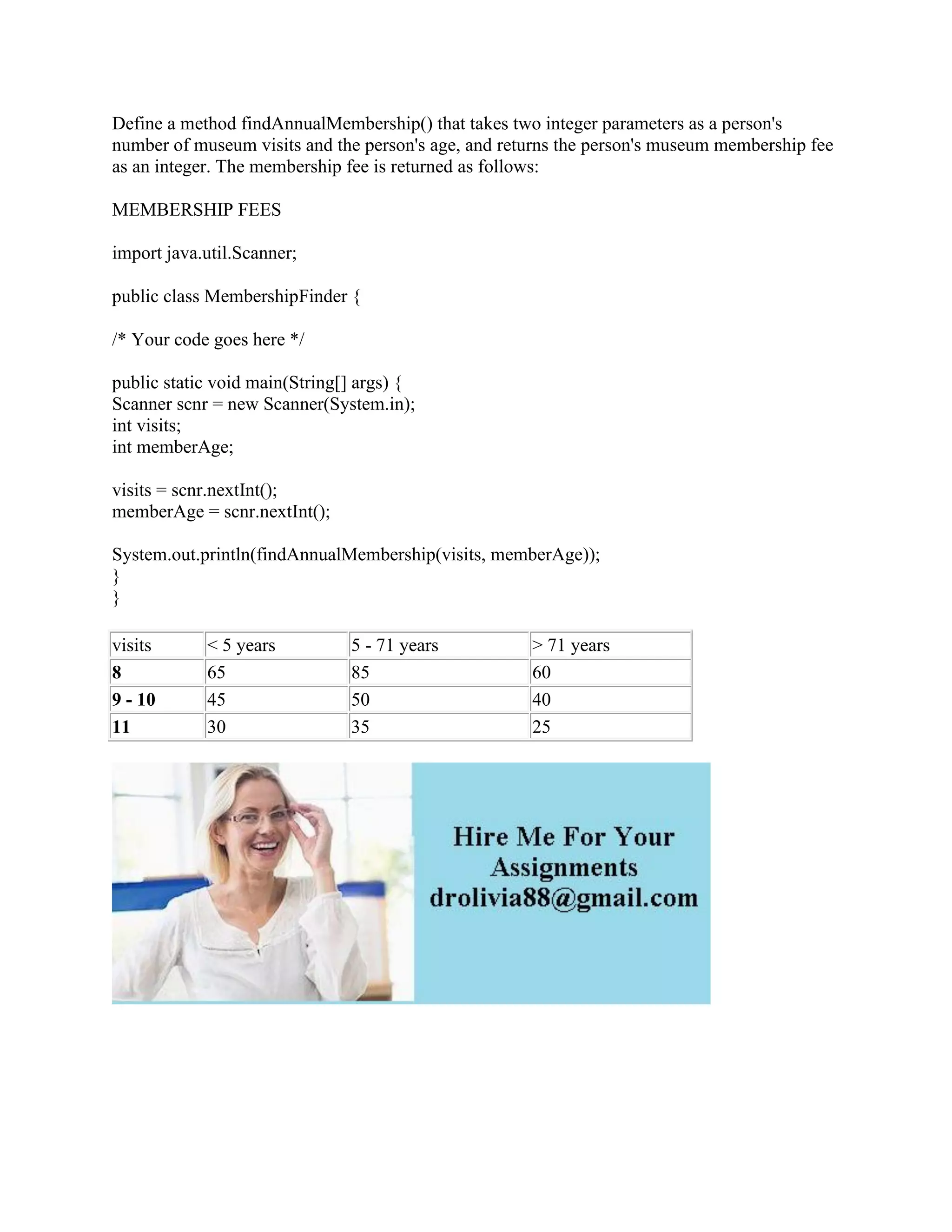 Define A Method Findannualmembership That Takes Two Integer Parametepdf