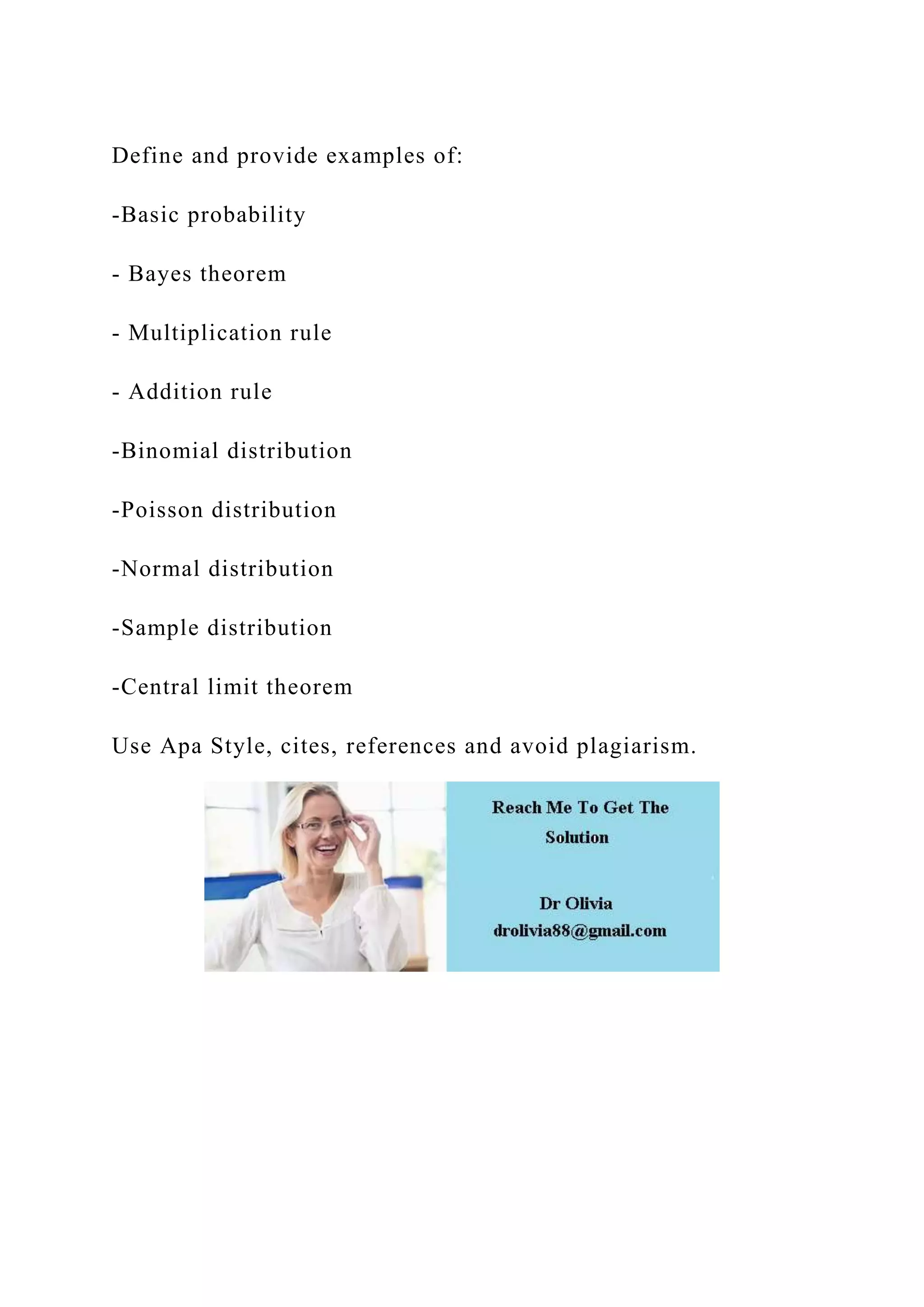 Define and provide examples of-Basic probability- Bayes the.docx | Physics | Science