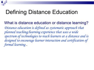 distance education & the internet | PPT
