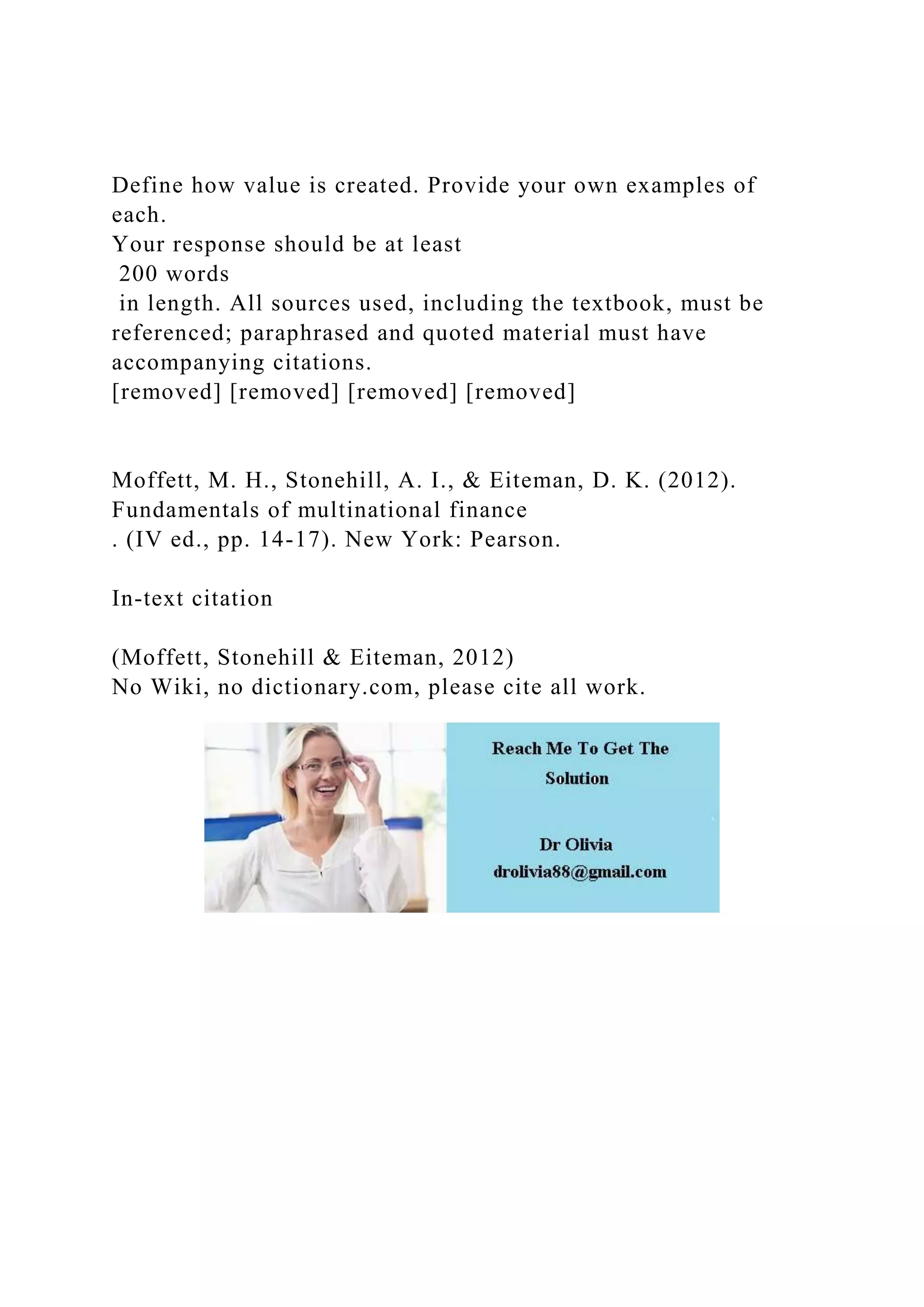 Define how value is created. Provide your own examples of each.Y.docx