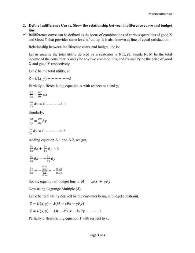 Microeconomics: Concept of Indifference Curve and Budget Line ...