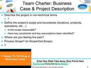 Define phase lean six sigma tollgate template | PPTX