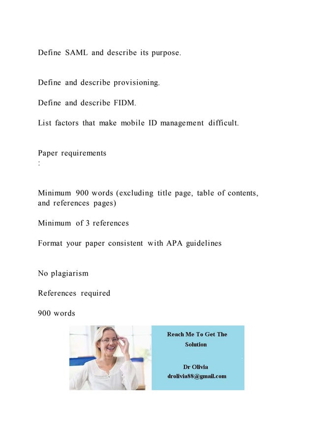 Define SAML and describe its purpose.Define and describe provi | DOCX