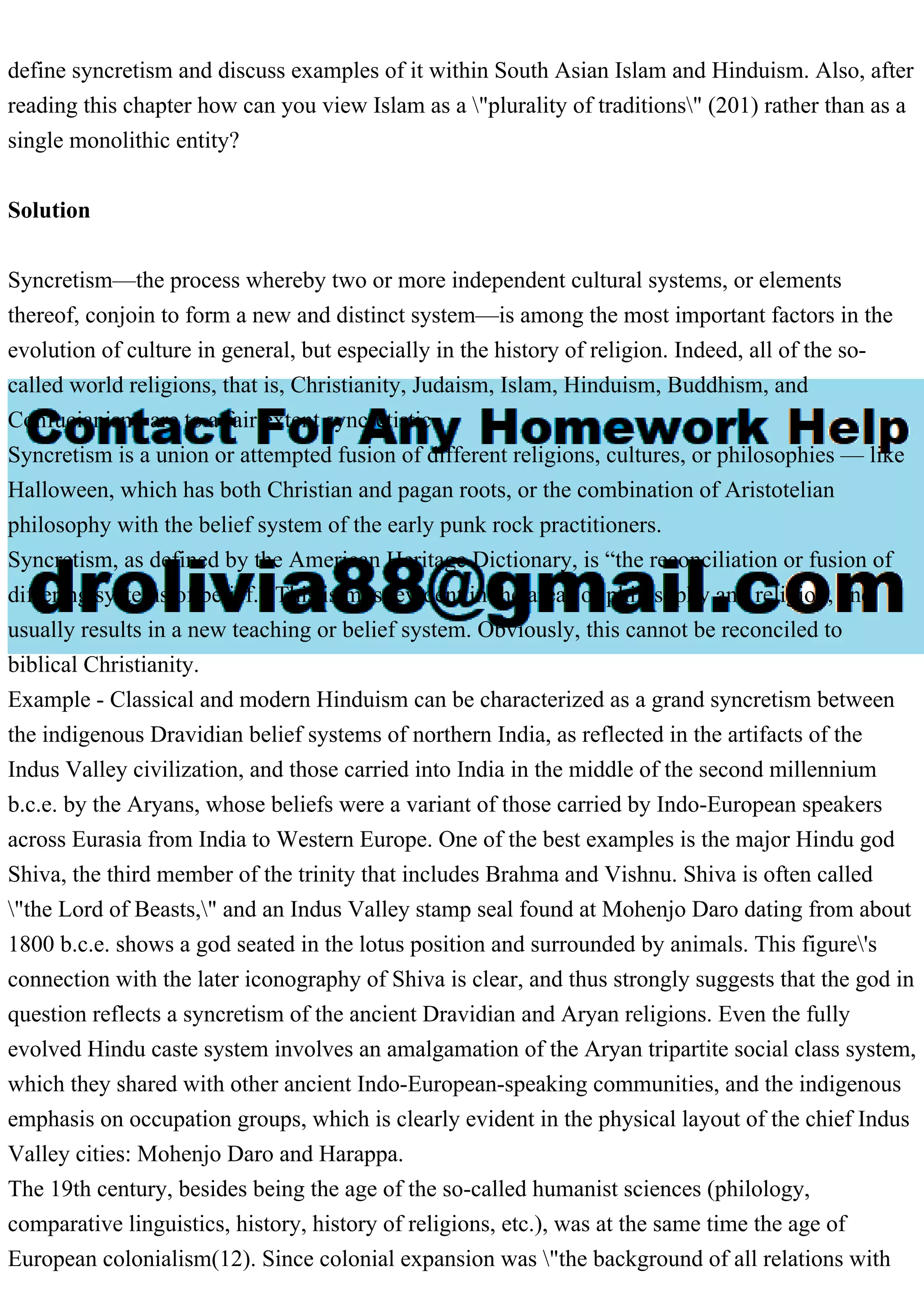 define syncretism and discuss examples of it within South Asian Isla.pdf