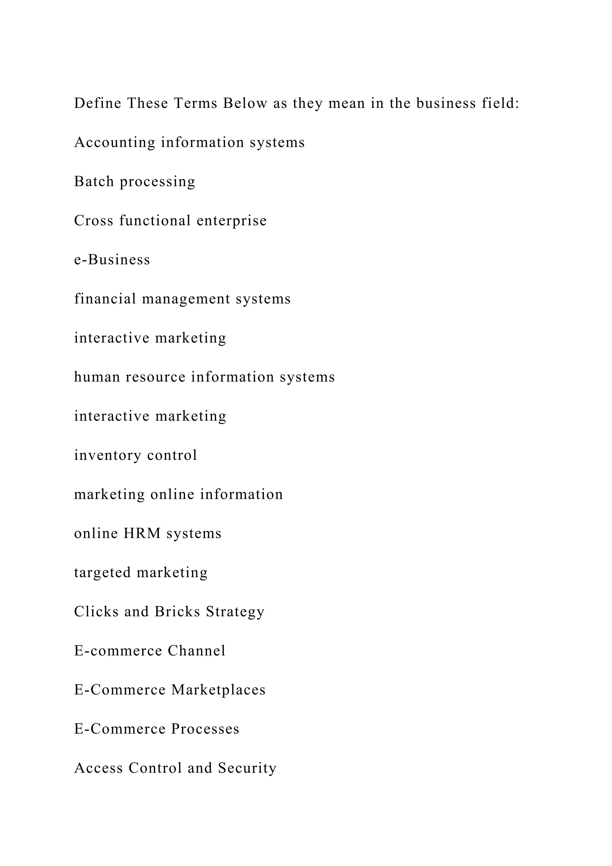 Define These Terms Below as they mean in the business fieldAcco.docx ...