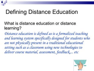 Definetion of distance education | PPT