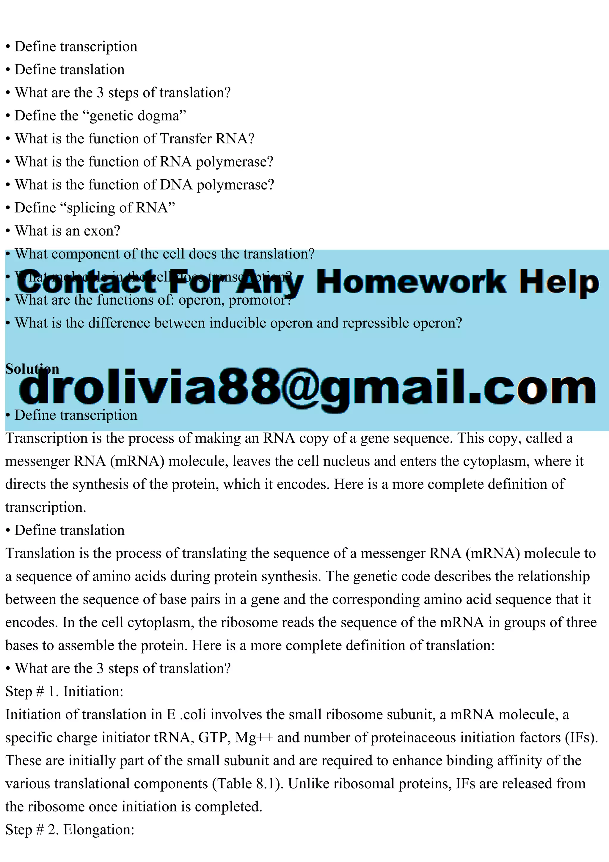 Define transcription• Define translation• What are the 3 steps.pdf