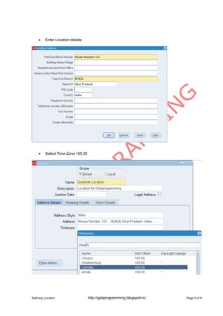 Defing locations in Oracle Apps | PDF