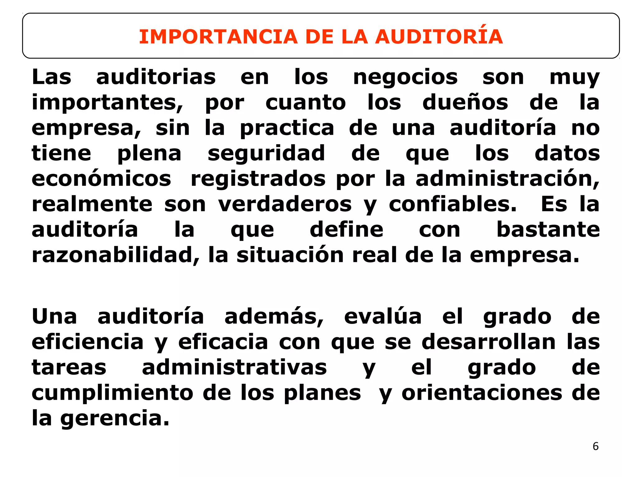 Definición, concepto, caracteristicas e importancia de la auditoría | PPT